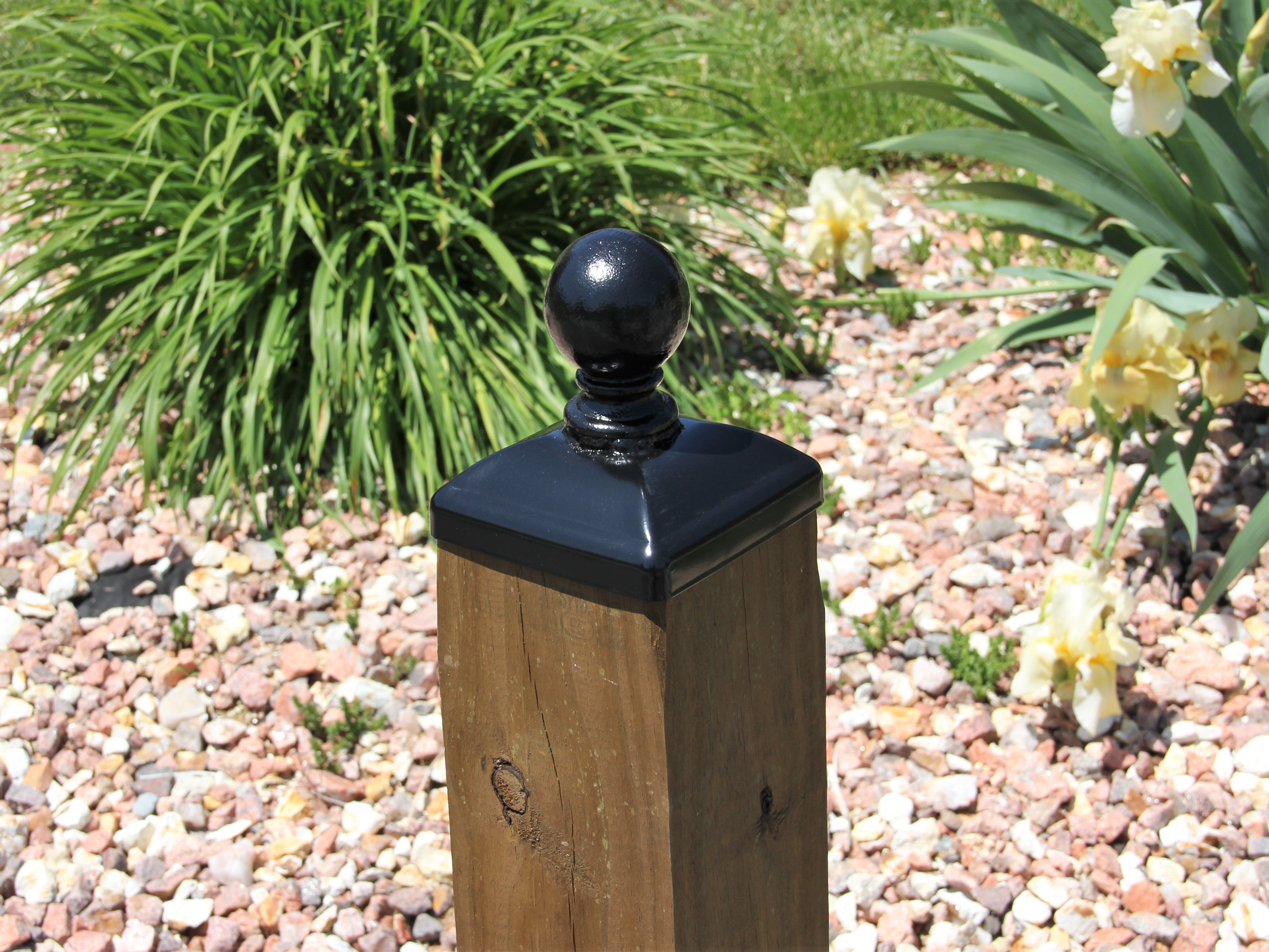 6x6 Metal Post Caps with Wrought Iron Finial - Madison Iron and Wood