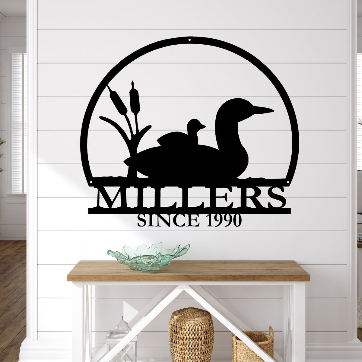 Personalized Duck with Duckling Sign, Last Name Sign, Custom Metal Duck ...
