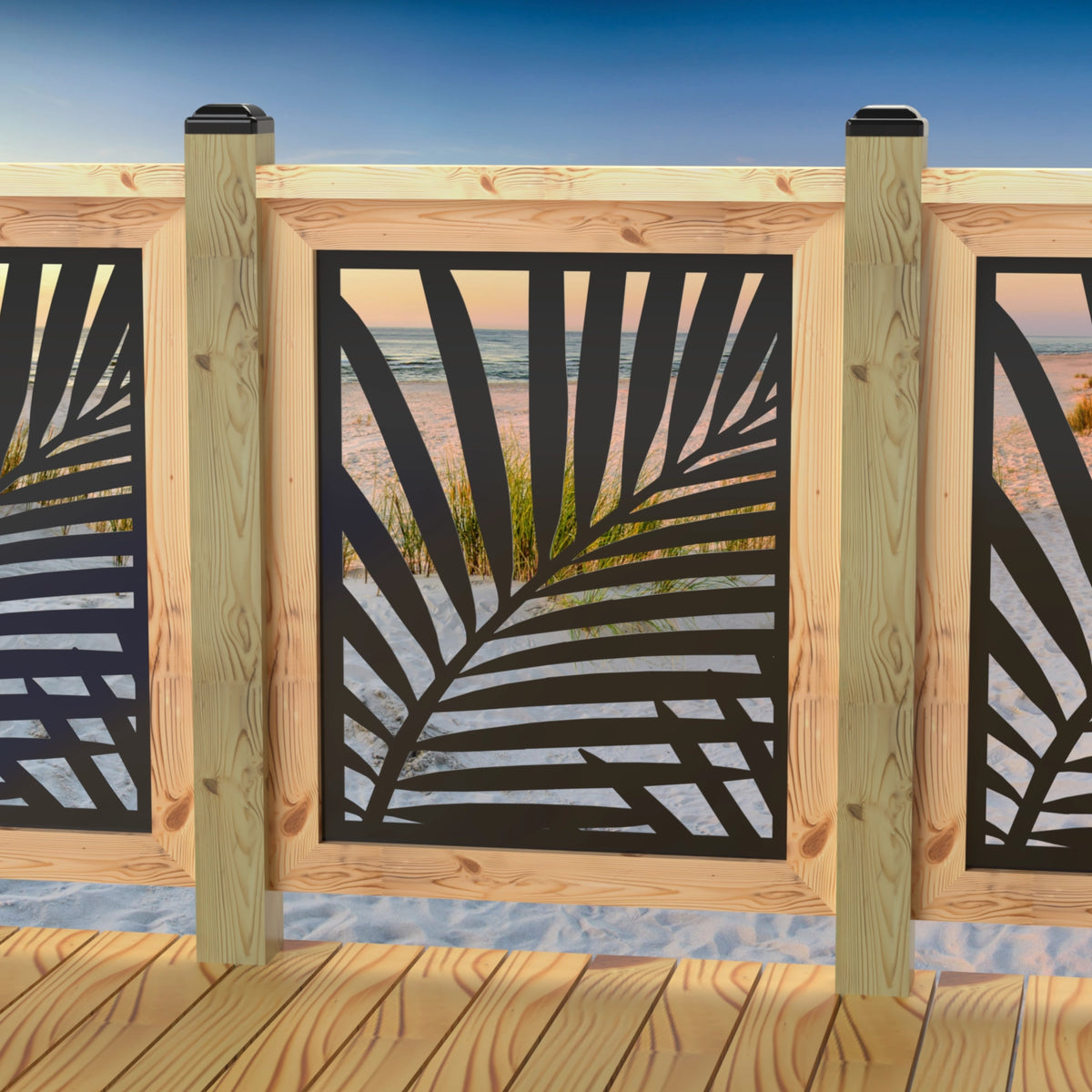 Palm Leaf Pattern Fence/Gate Panel Insert - Madison Iron and Wood