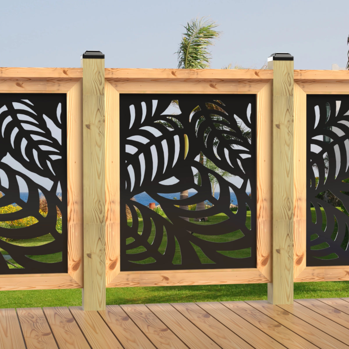 Budding Palm Leaf Pattern Fence/Gate Panel Insert - Madison Iron and Wood