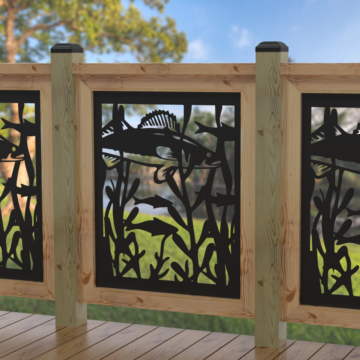 Fish Swimming Fence/Gate Panel Insert - Madison Iron and Wood