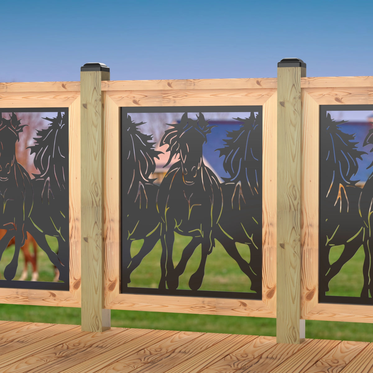 Horses Trotting Fence/Gate Panel Insert - Madison Iron and Wood