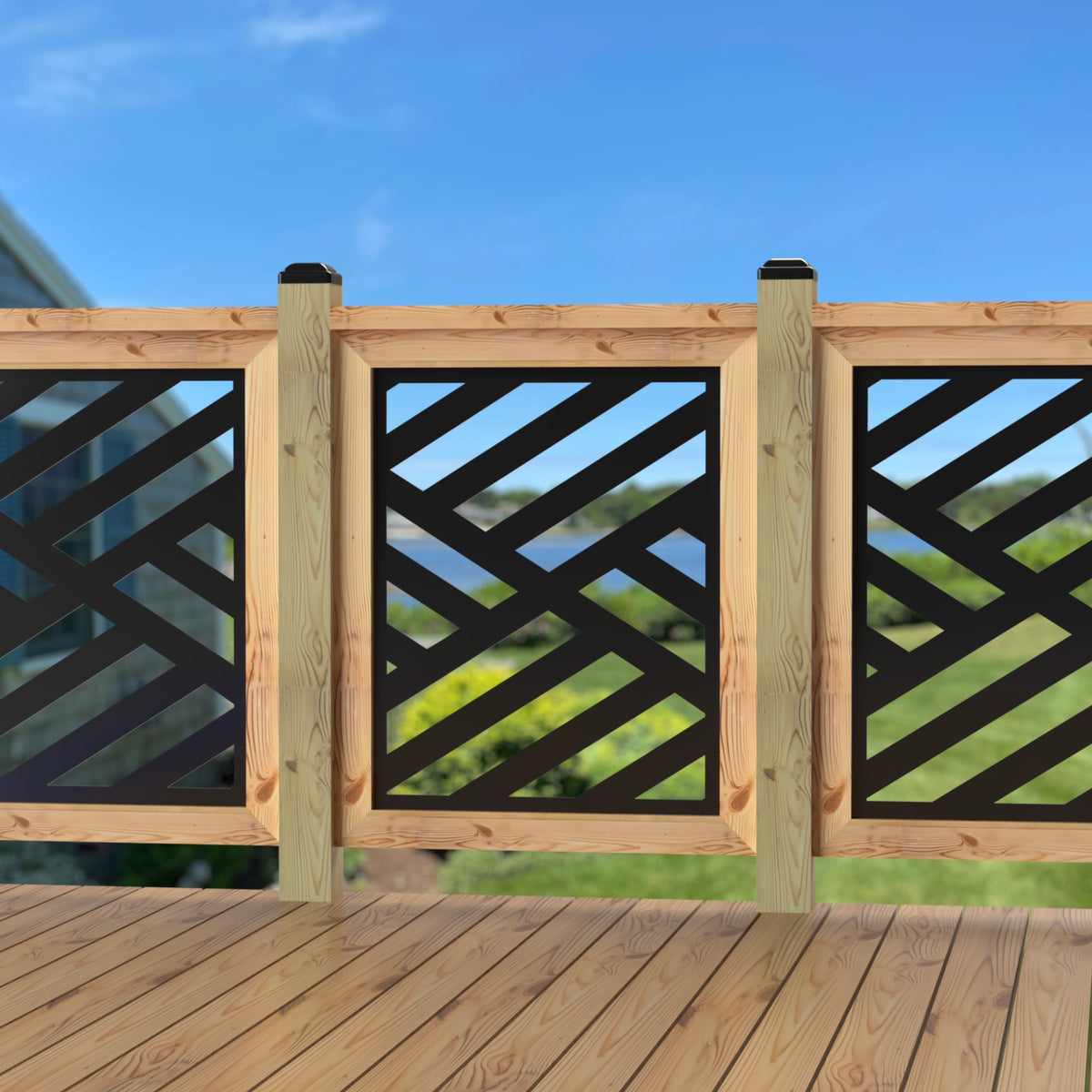 Modern Design Fence/Gate Panel Insert - Madison Iron and Wood