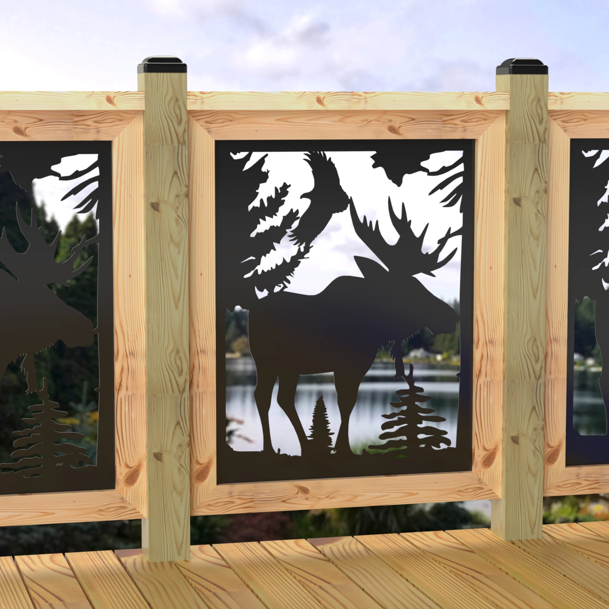 Single Moose Landscape Fence/Gate Panel Insert - Madison Iron and Wood
