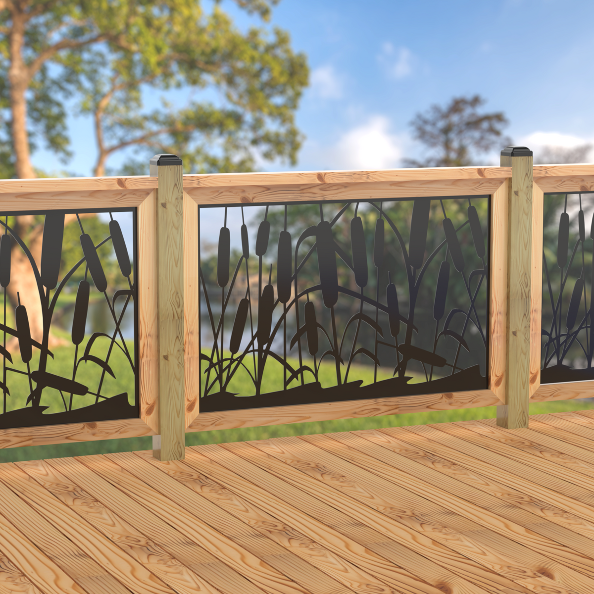 47"x30" - Cattails Fence/Gate Panel Insert - Madison Iron and Wood