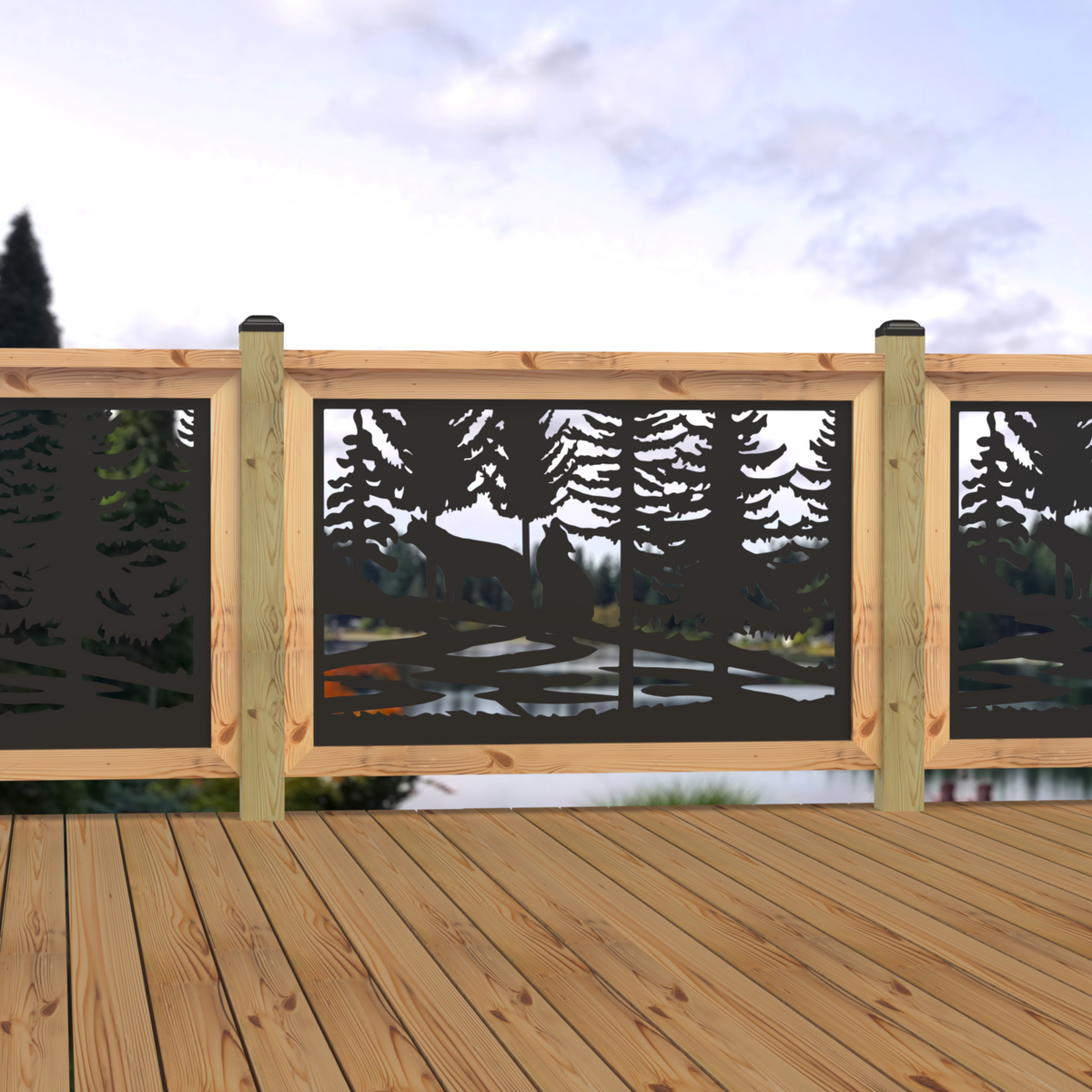 47x30 - Wolves Howling Fence/Gate Panel Insert Fence/Gate Panel Insert ...