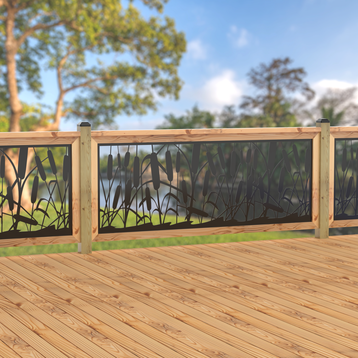 80"x30" - Cattails Fence/Gate Panel Insert - Madison Iron and Wood