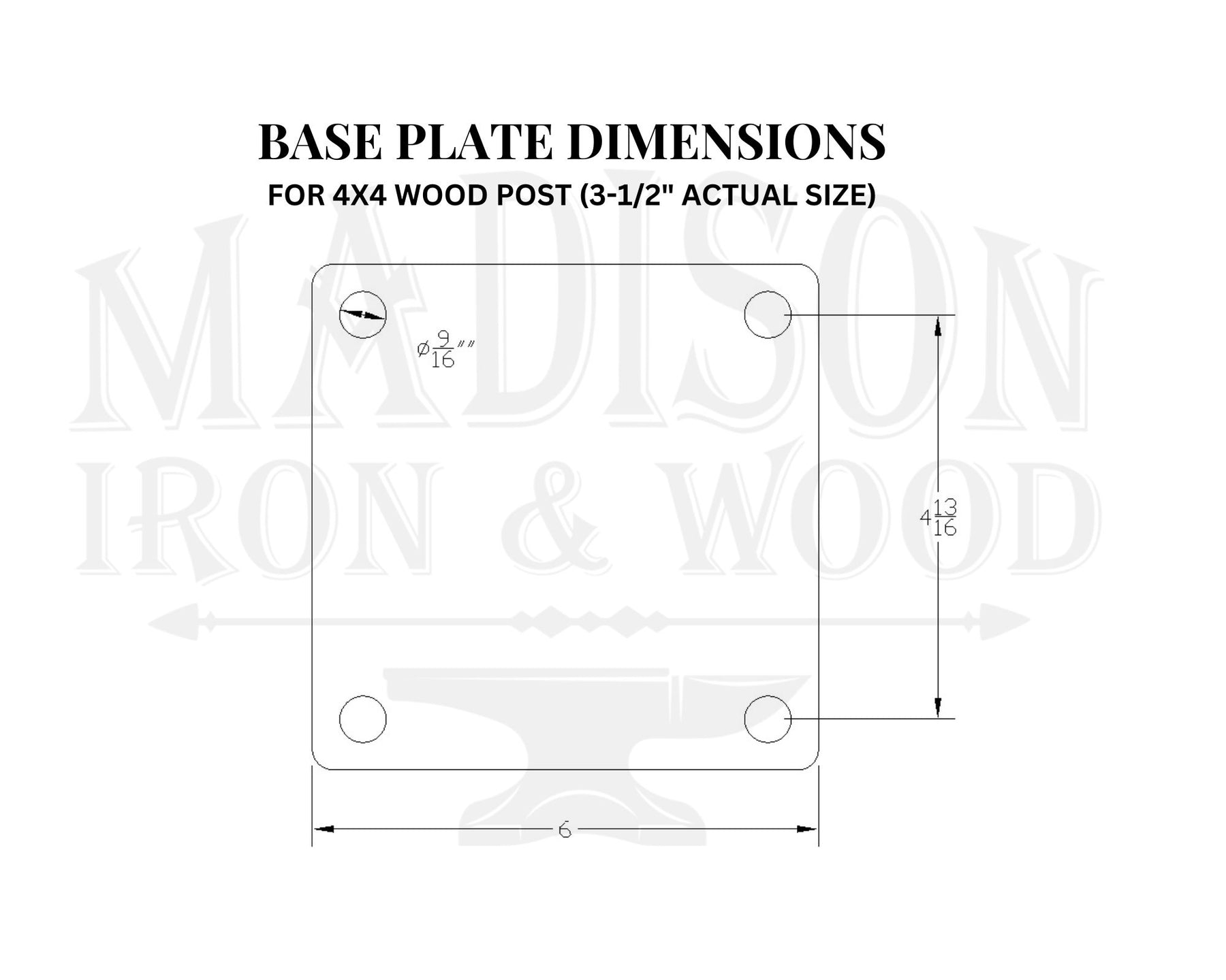 Heavy Duty Steel Post Base or Post Footer for Wood Post Instillation, 1 ...