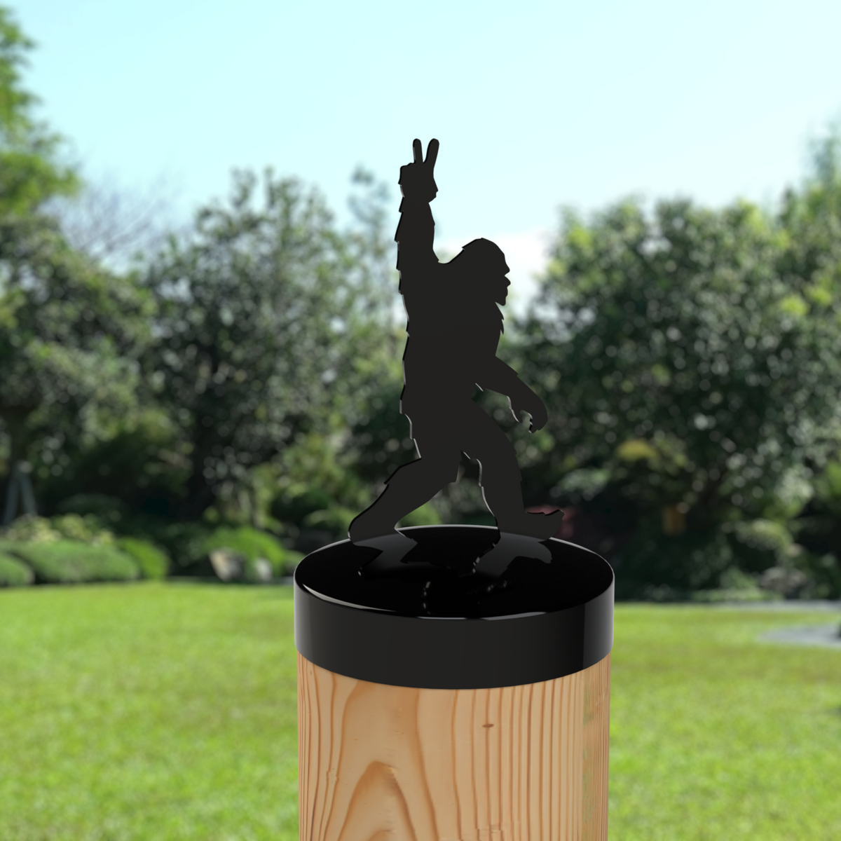 Bigfoot Peace Sign, Round Post Cap - 4"x4" Post Size - Madison Iron and ...
