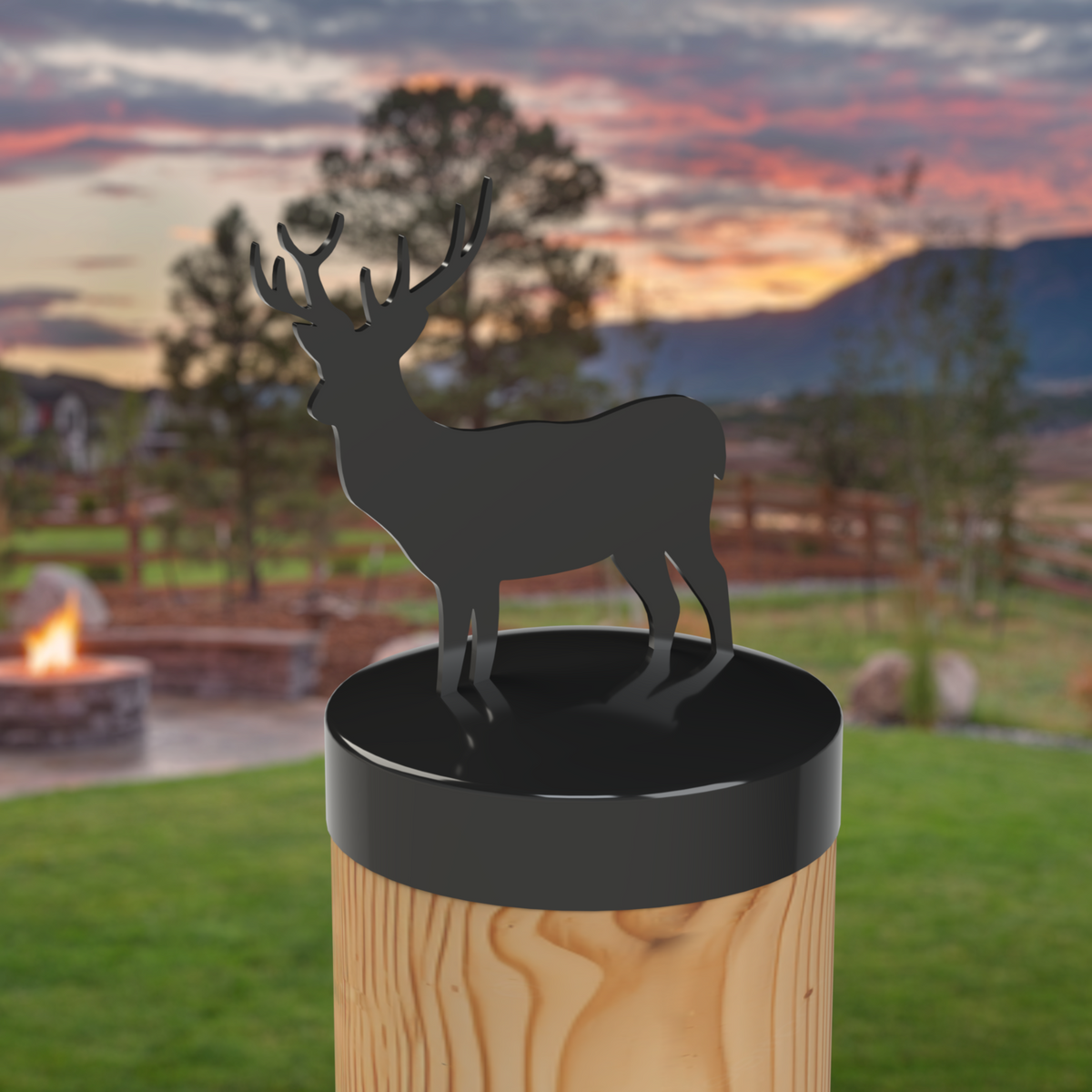 Deer, Round Post Cap - 4"x4" Post Size - Madison Iron and Wood