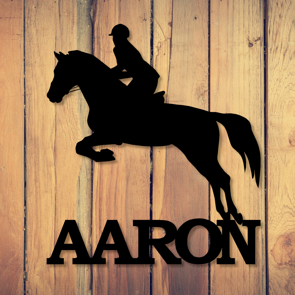 Personalized Horse and Jockey Metal Sign - Madison Iron and Wood