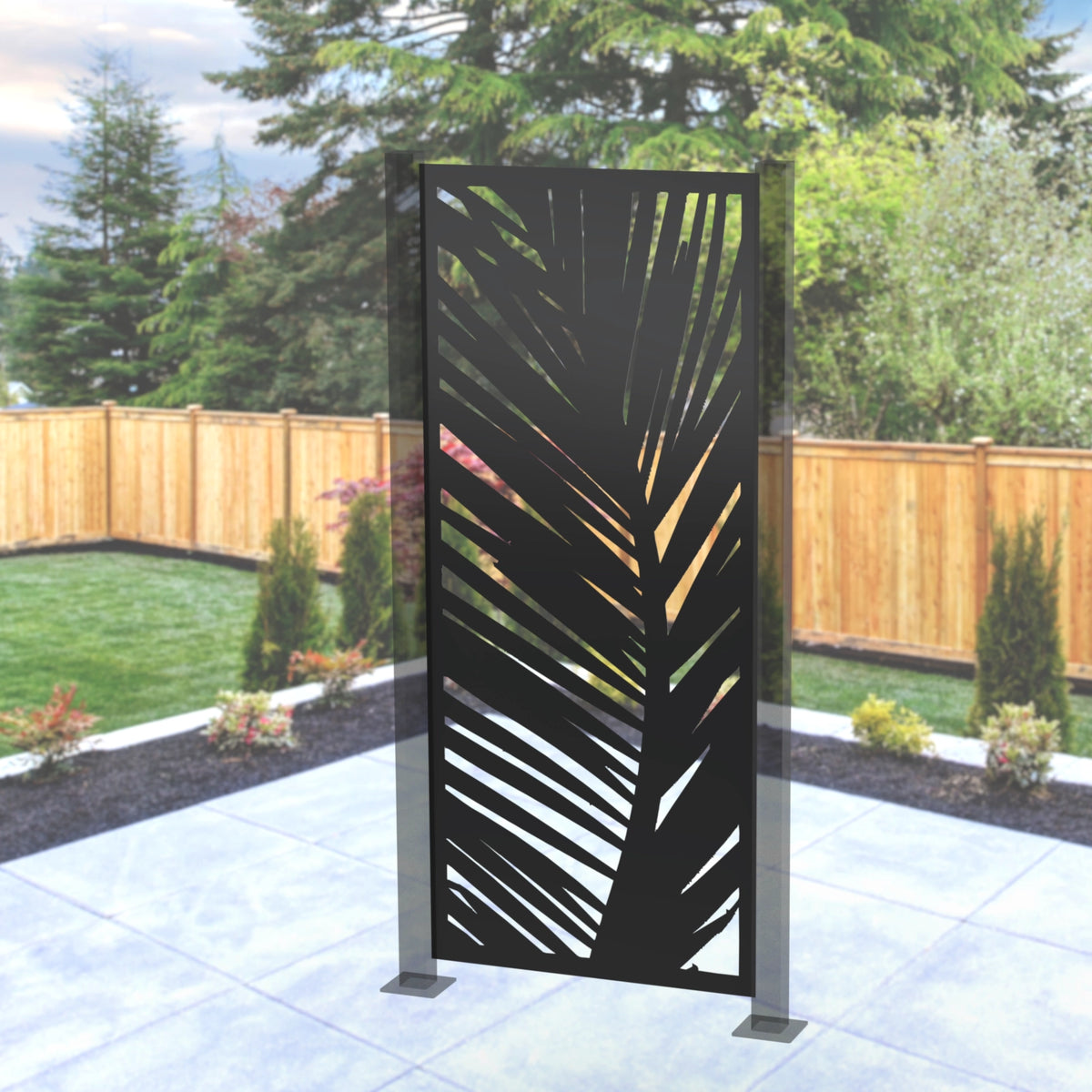 Large Palm Leaf Privacy Panel - Madison Iron and Wood
