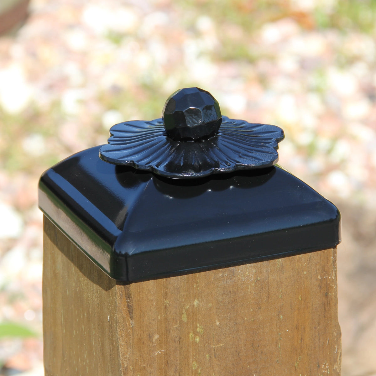 6x6 Post Cap for Wood Post, Steel Flower Rosette Fence Post Cap