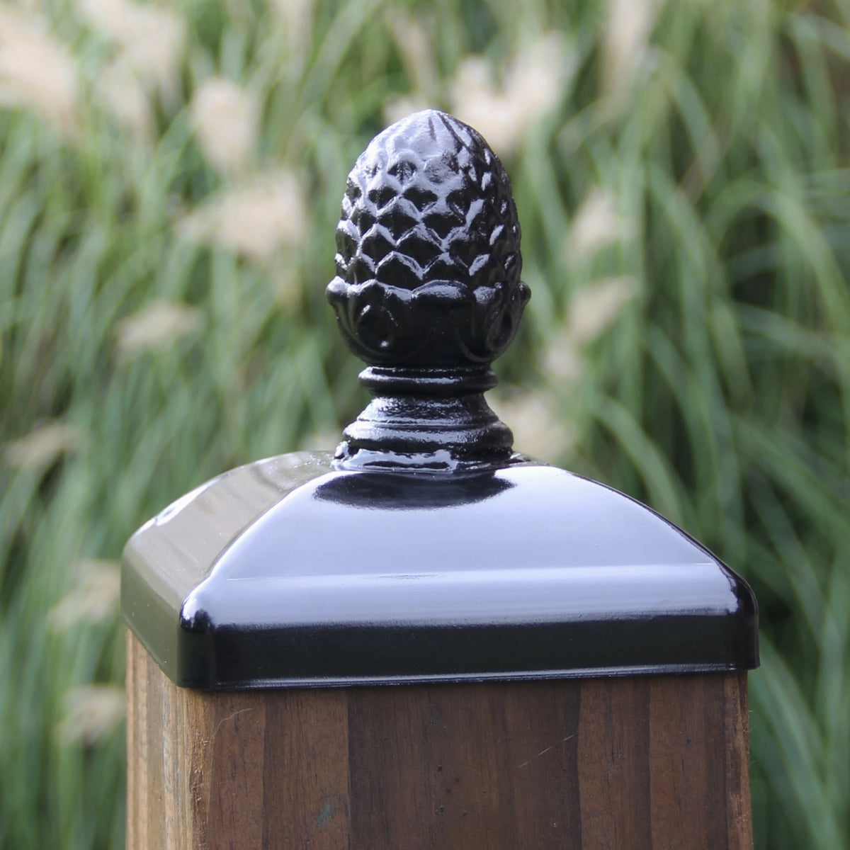 Wrought Iron Pineapple Post Cap for 6x6 Wood Fence Post, 5-1/2" actual