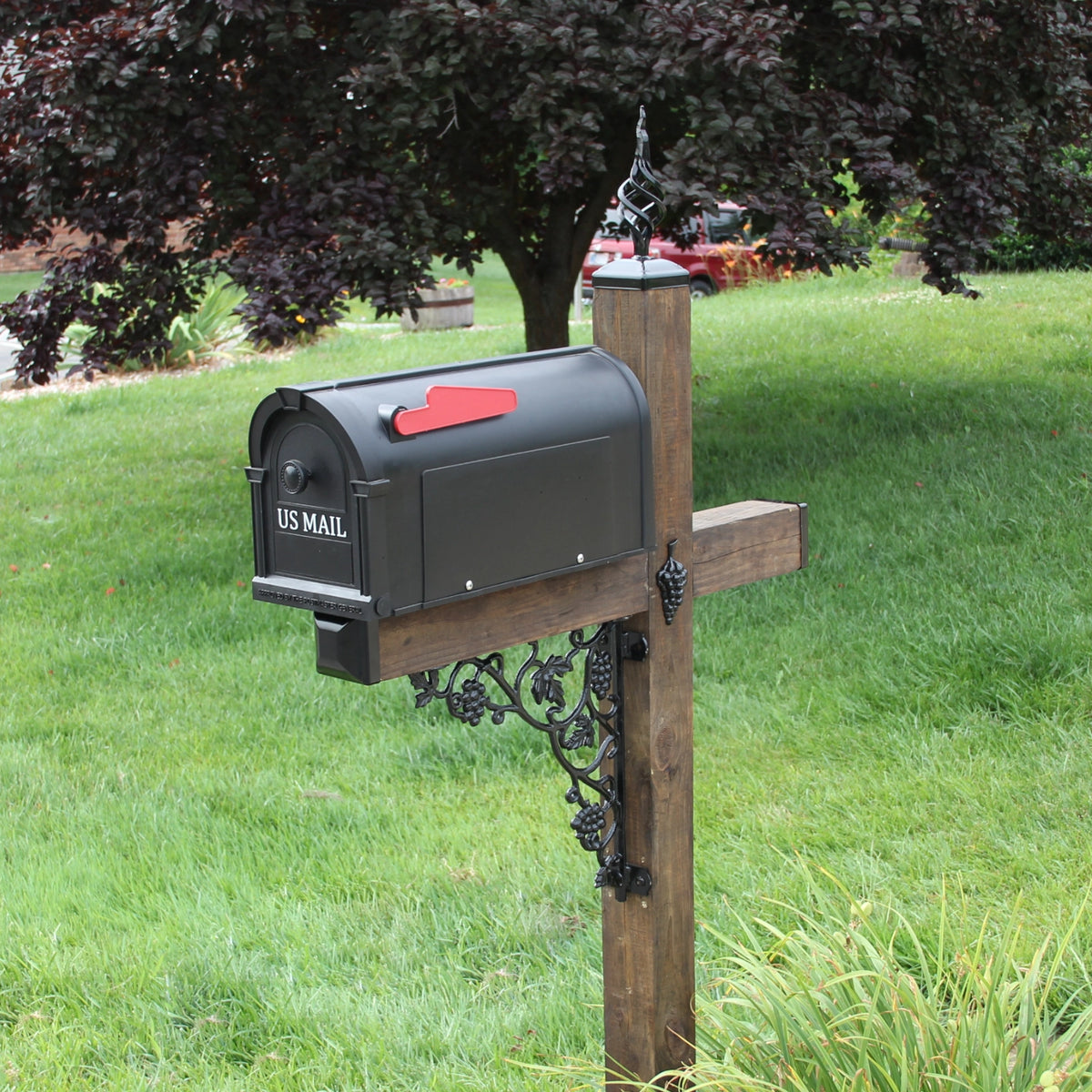 Grape Vine Wrought Iron Accessory Kit for Wood Mailbox Posts, Grapevine ...