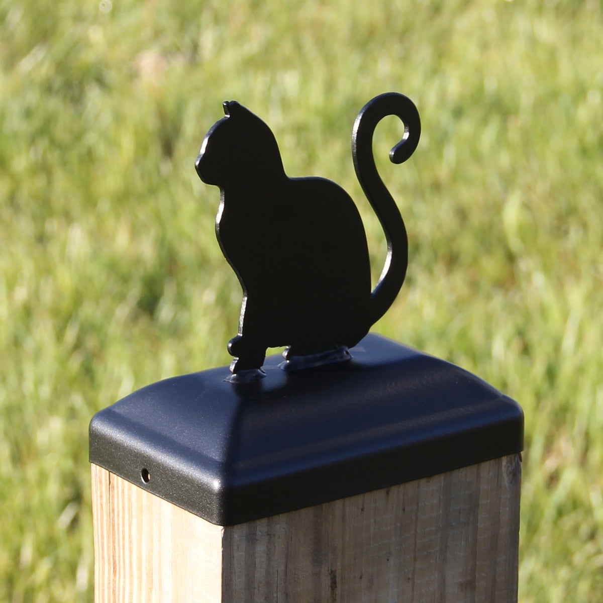 4x6 Cat Fence Post Cap, Lucky Cat Finial Post Topper for 4x6 Wood Post