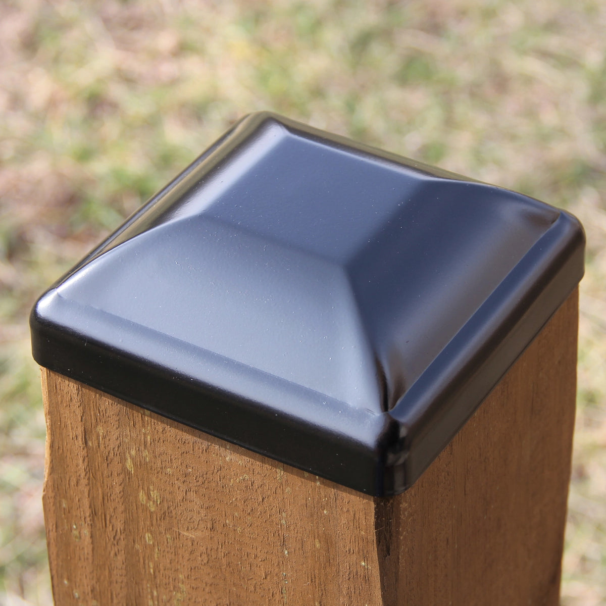 True Size Steel Post cap for 5x5 wood post - Madison Iron and Wood