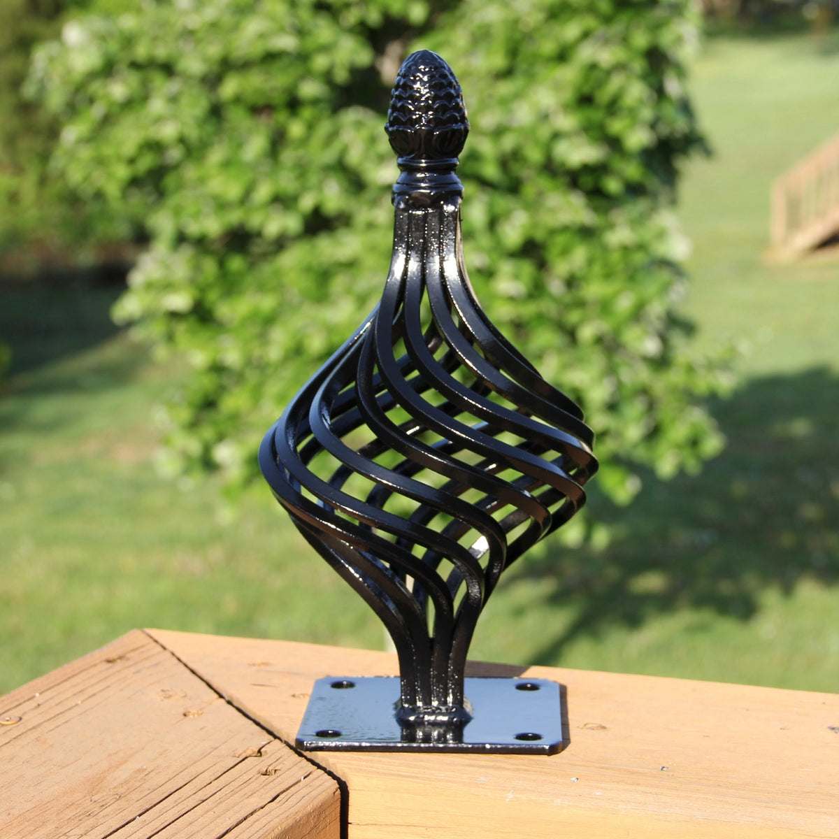 Bolt On Finial, Large Twisted Metal Basket with Pineapple Finial Top ...