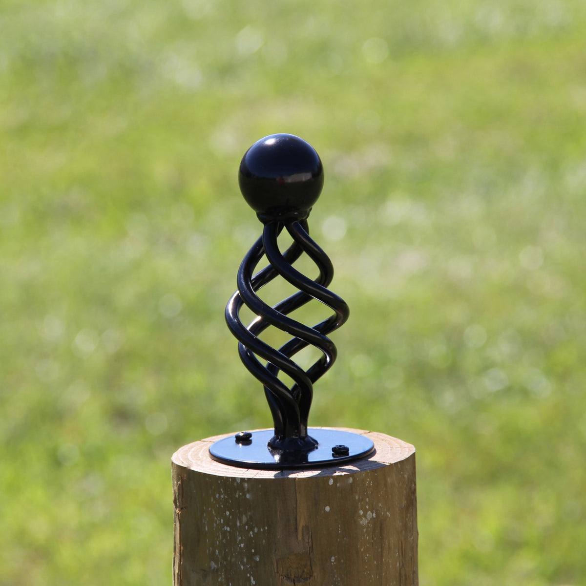 Spiral Cannonball Post Top For Round Wood Fence Post, Wrought Iron ...