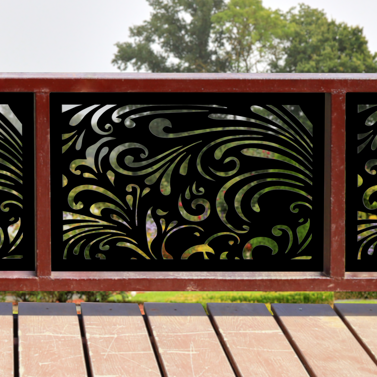 Elegant Scroll Design Fence/Gate Panel Insert - Madison Iron and Wood