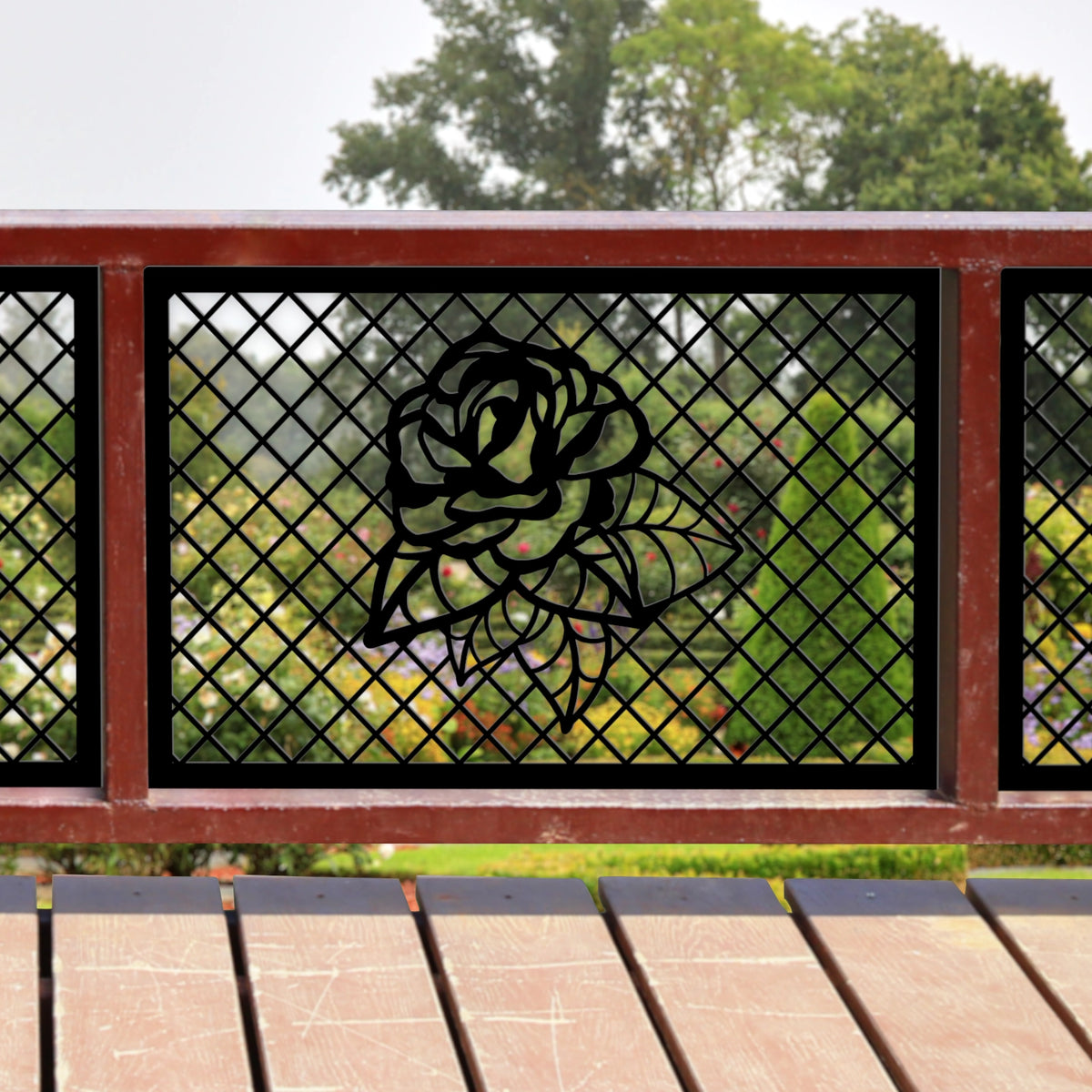 24"x30" - Rose Fence/Gate Panel Insert - Madison Iron and Wood