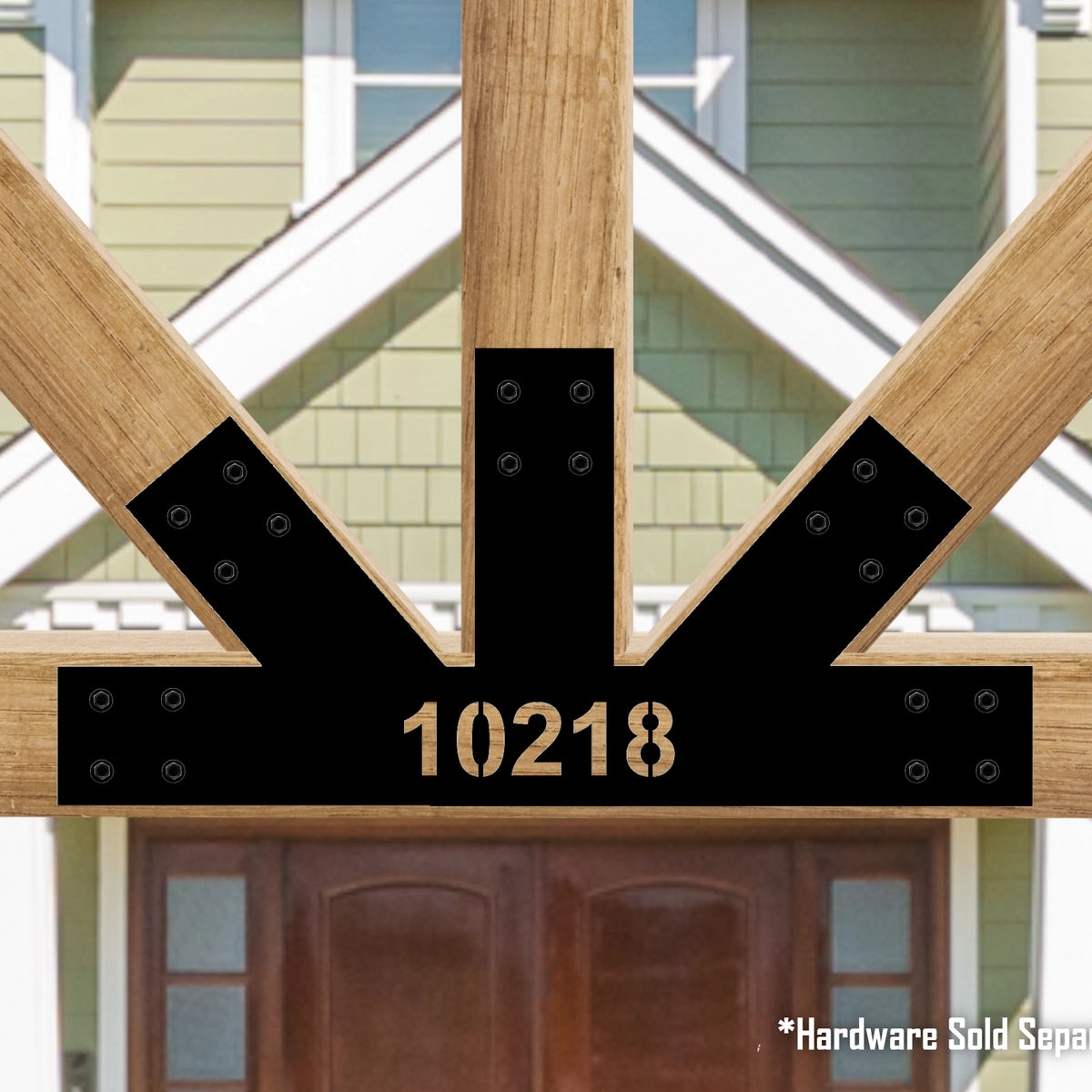 Custom Gable Address Bracket for Exposed Beams, Offset Bottom Joint ...