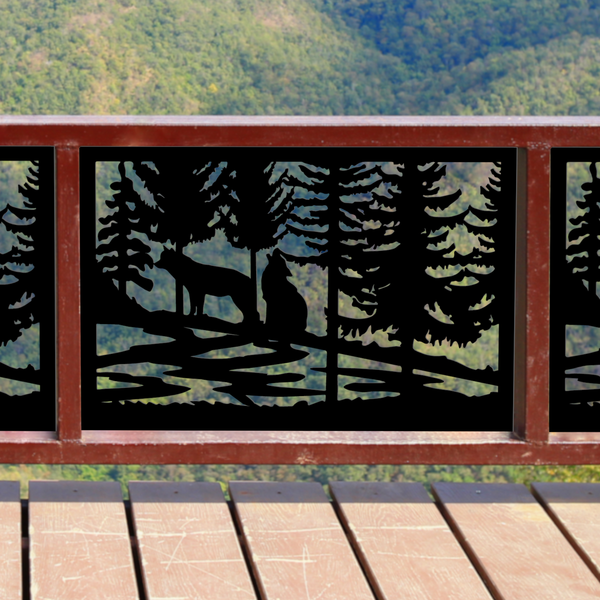 24"x30" - Wolves Howling Fence/Gate Panel Insert | Madison Iron and Wood