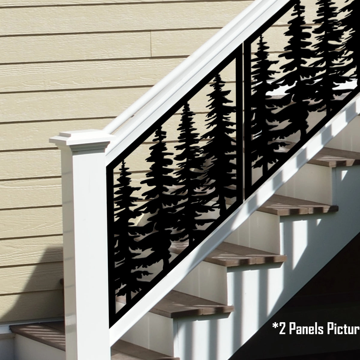 Forest Design Stair Railing Panel Insert - Madison Iron and Wood