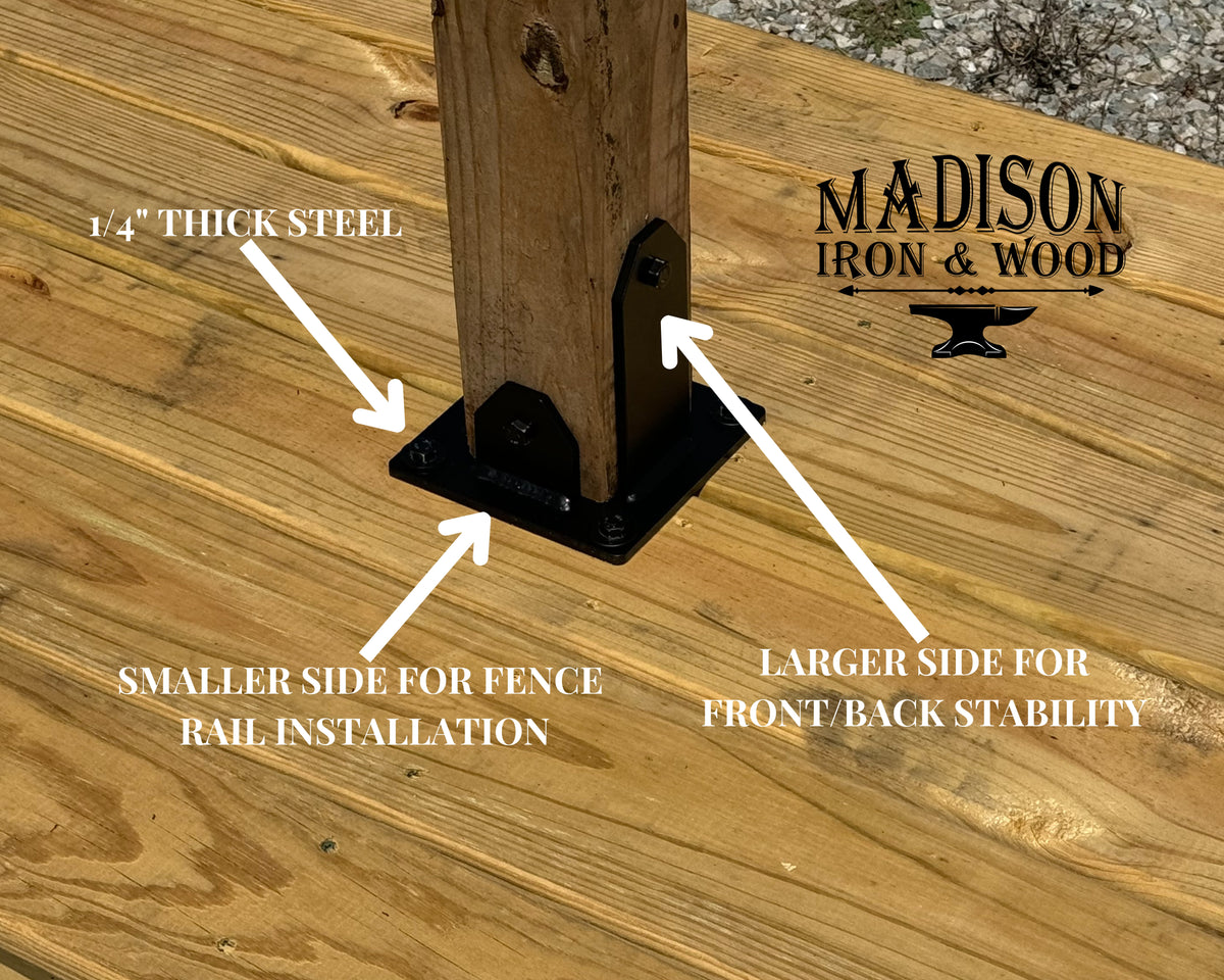 Heavy Duty Steel Post Base or Post Footer for Wood Post Instillation, 1 ...