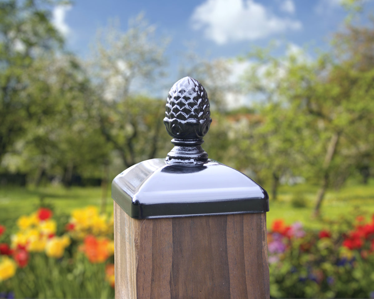 4x4 Post Caps With Wrought Iron Finials - Madison Iron and Wood