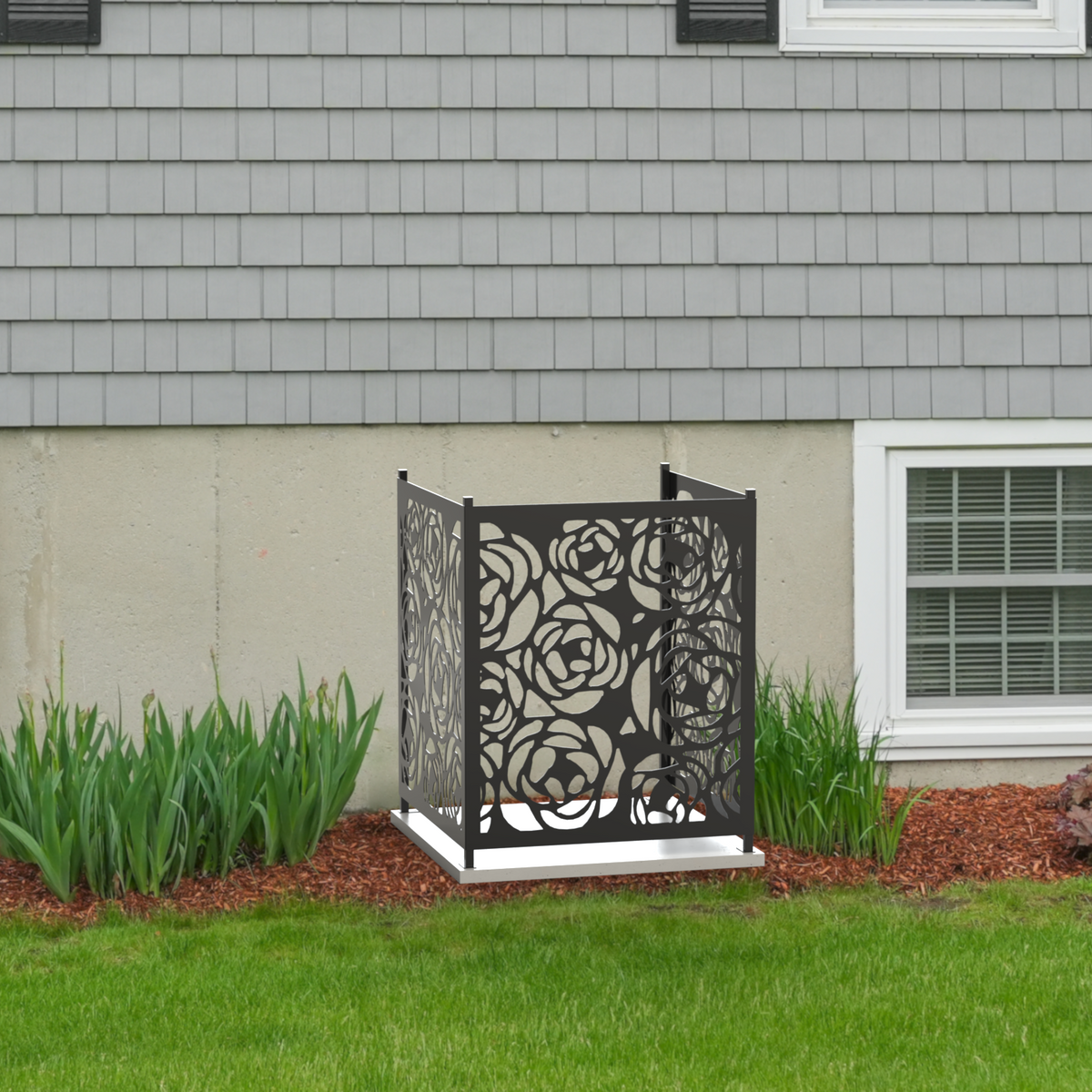 Rose Design AC Unit Cover | Multiple Sizes | Madison Iron and Wood