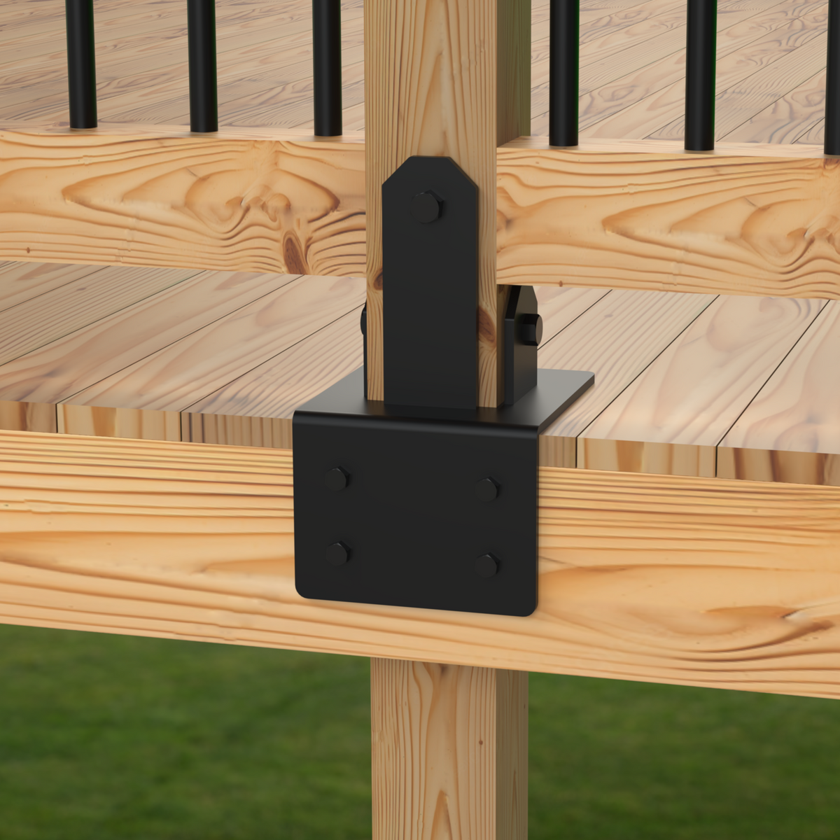 Metal Face Mount Post Base Bracket for Wood Post - Madison Iron and Wood