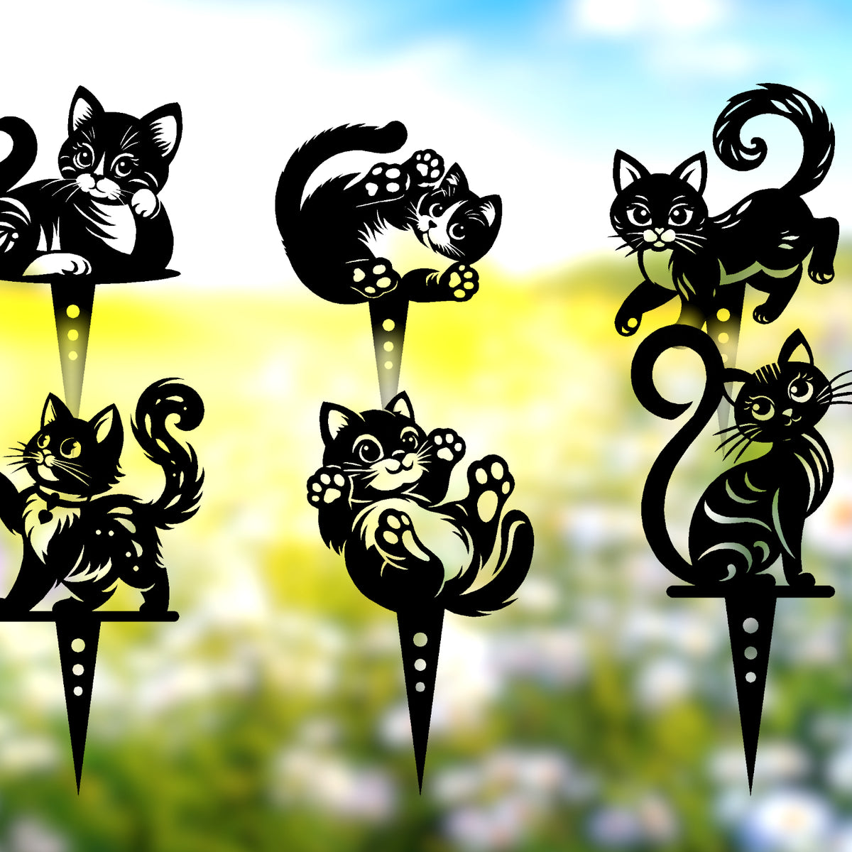 Cute Kitten Garden / Yard Stakes, Lucky Cat Garden Decor, or prancing ...