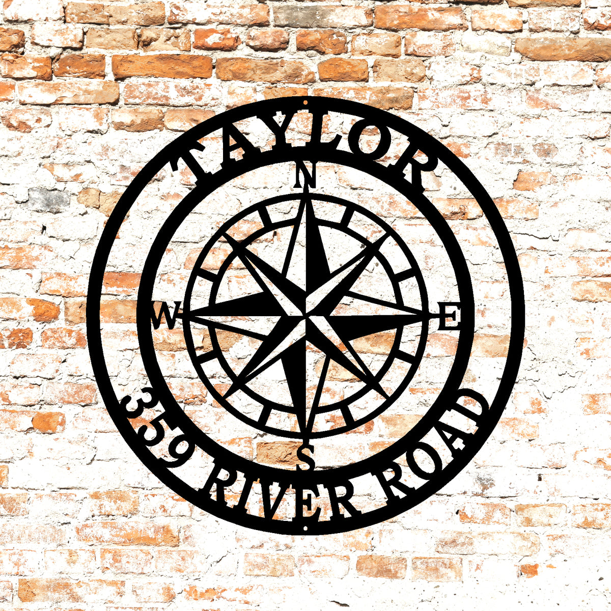 Personalized Compass Rose Metal Wall Art, Lakehouse Decor, Nautical