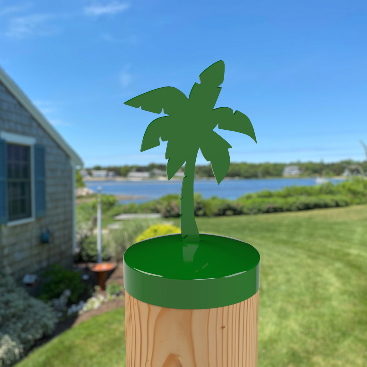 Palm Tree, Round Post Cap - 4"x4" Post Size - Madison Iron and Wood