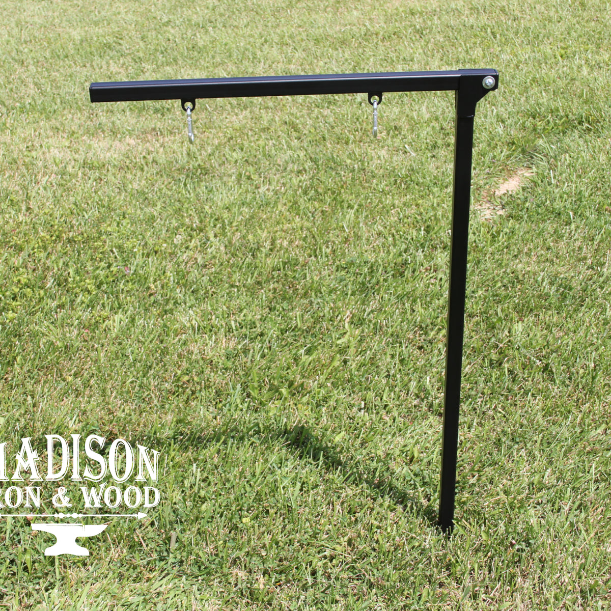 Folding Camp Sign Holder - Heavy-Duty Foldable Travel Stake - Matte Bl