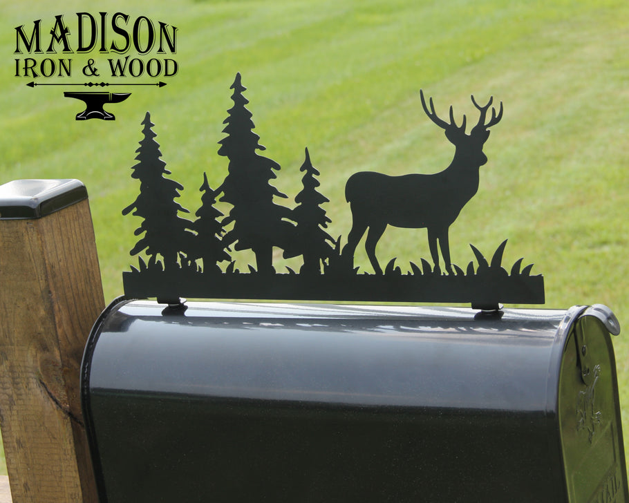 Deer in Woods Mailbox Topper, Decorative Mailbox sign, Deer Themed ...