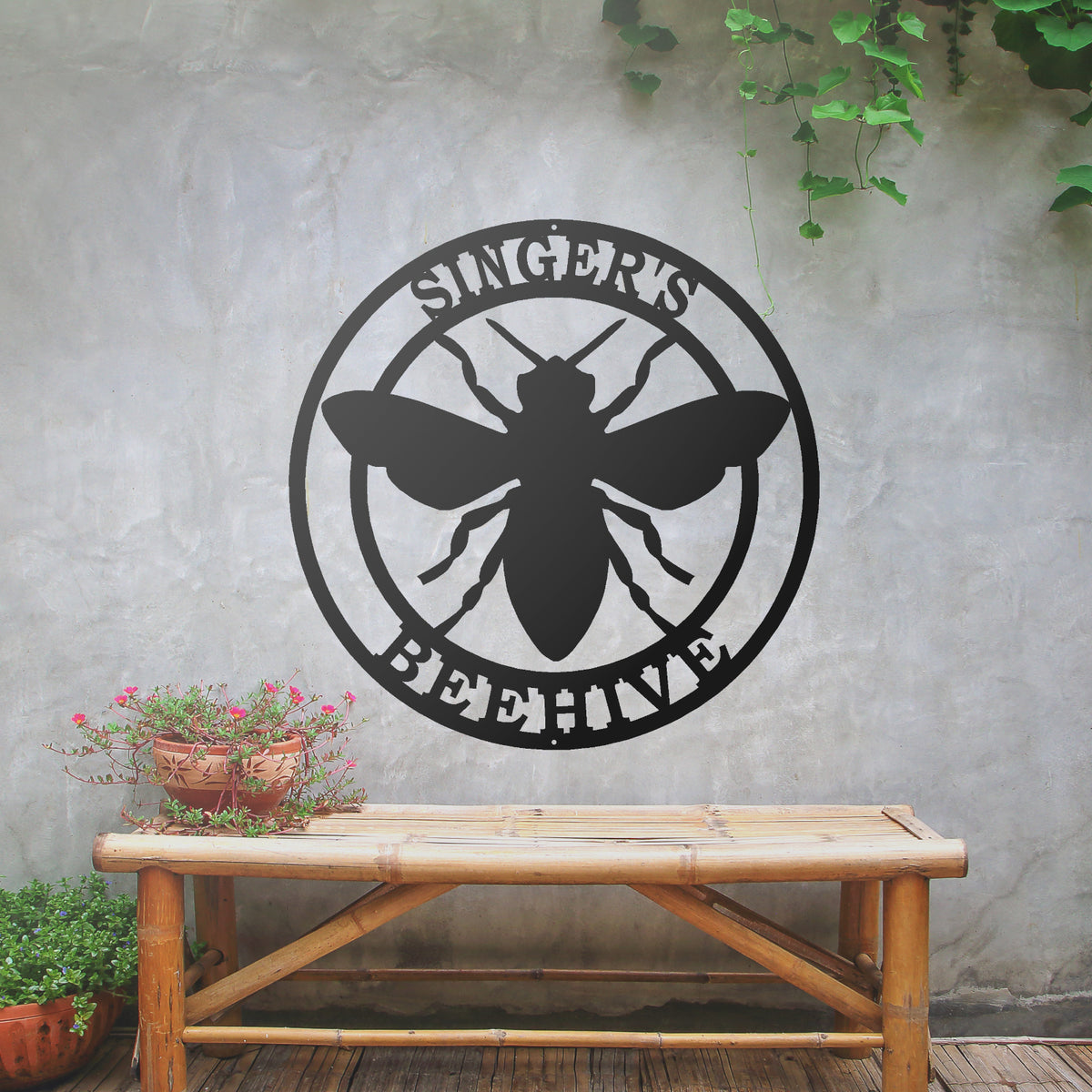Honey Bee Personalized Round Metal Sign | Madison Iron and Wood