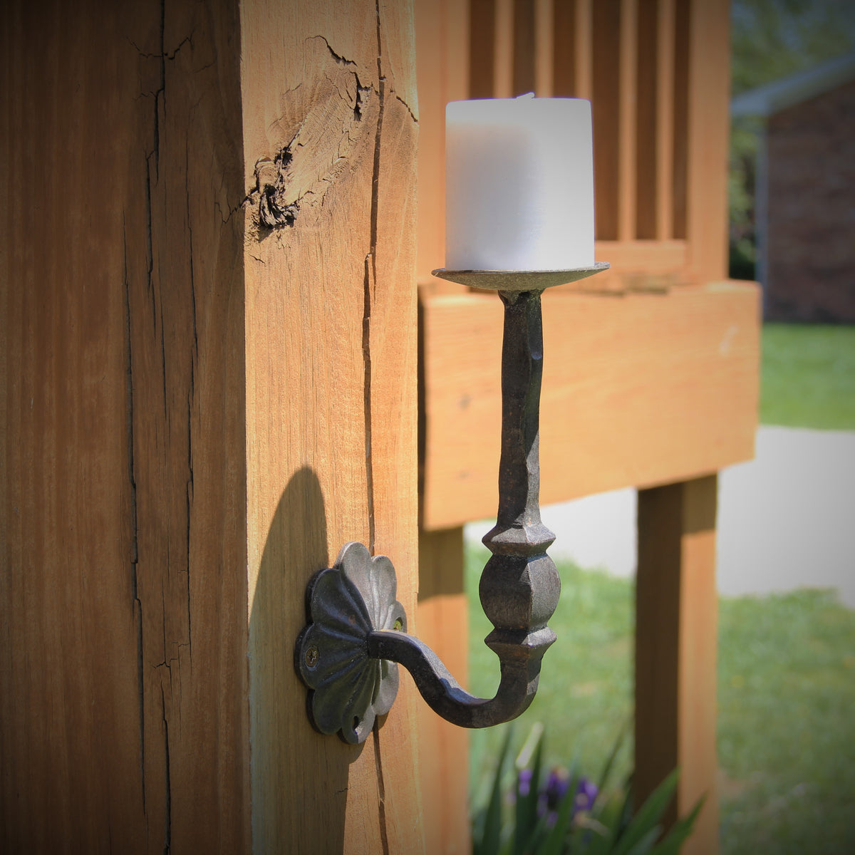 Sconce - Wall Mounted Rustic Hammered Iron Stem Candle Scone - Madison ...