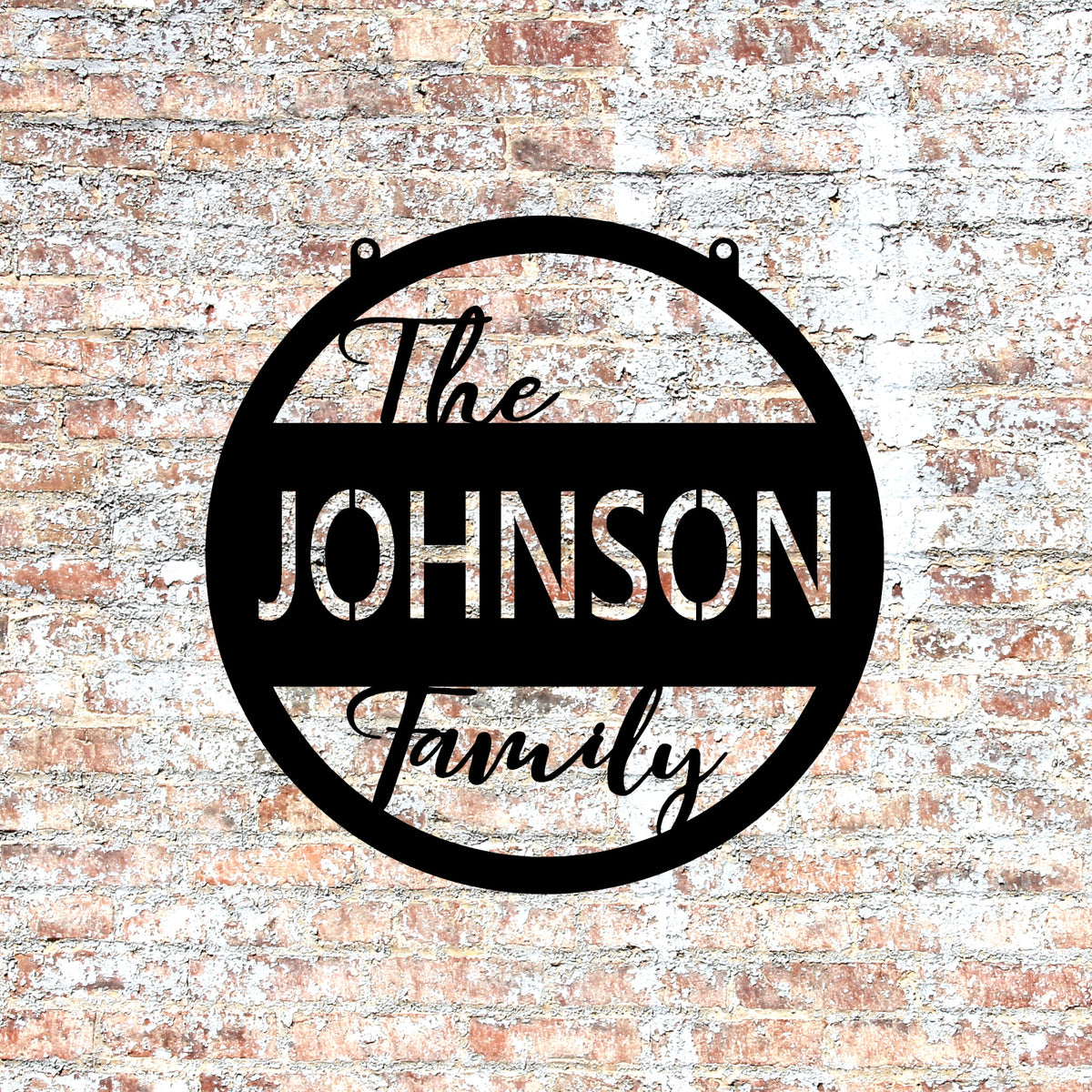 Round Hanging Family Name Sign with Solid Center Circle, Custom Round ...