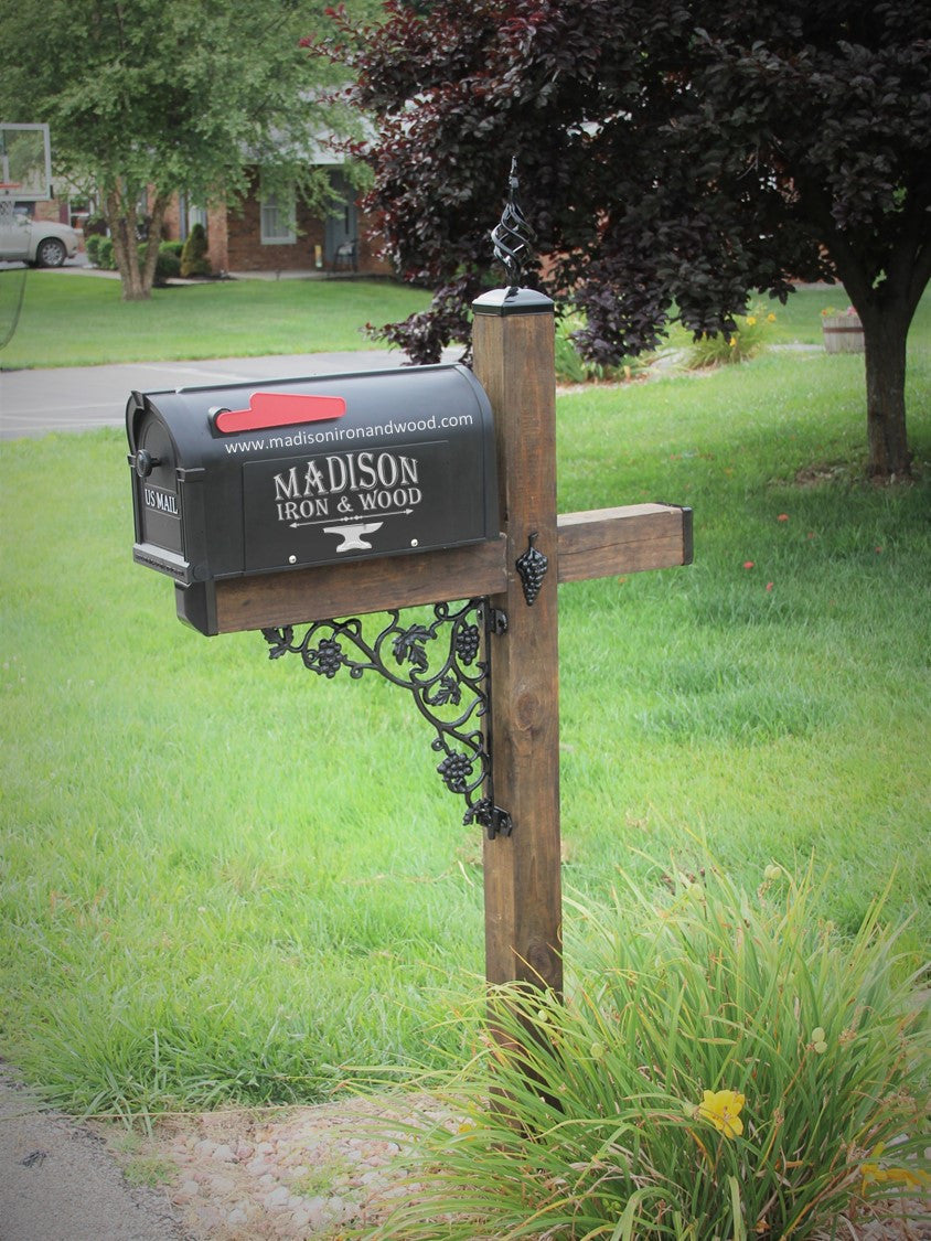 Grape Vine Wrought Iron Accessory Kit for Wood Mailbox Posts, Grapevine ...