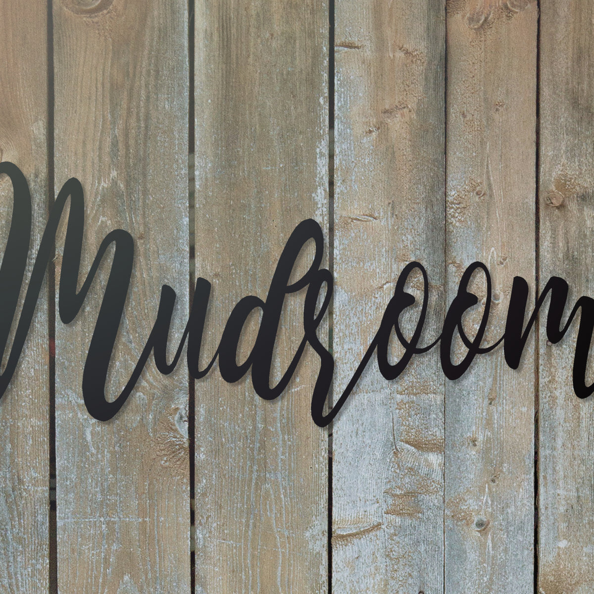 Mudroom Metal Word Sign – Madison Iron and Wood
