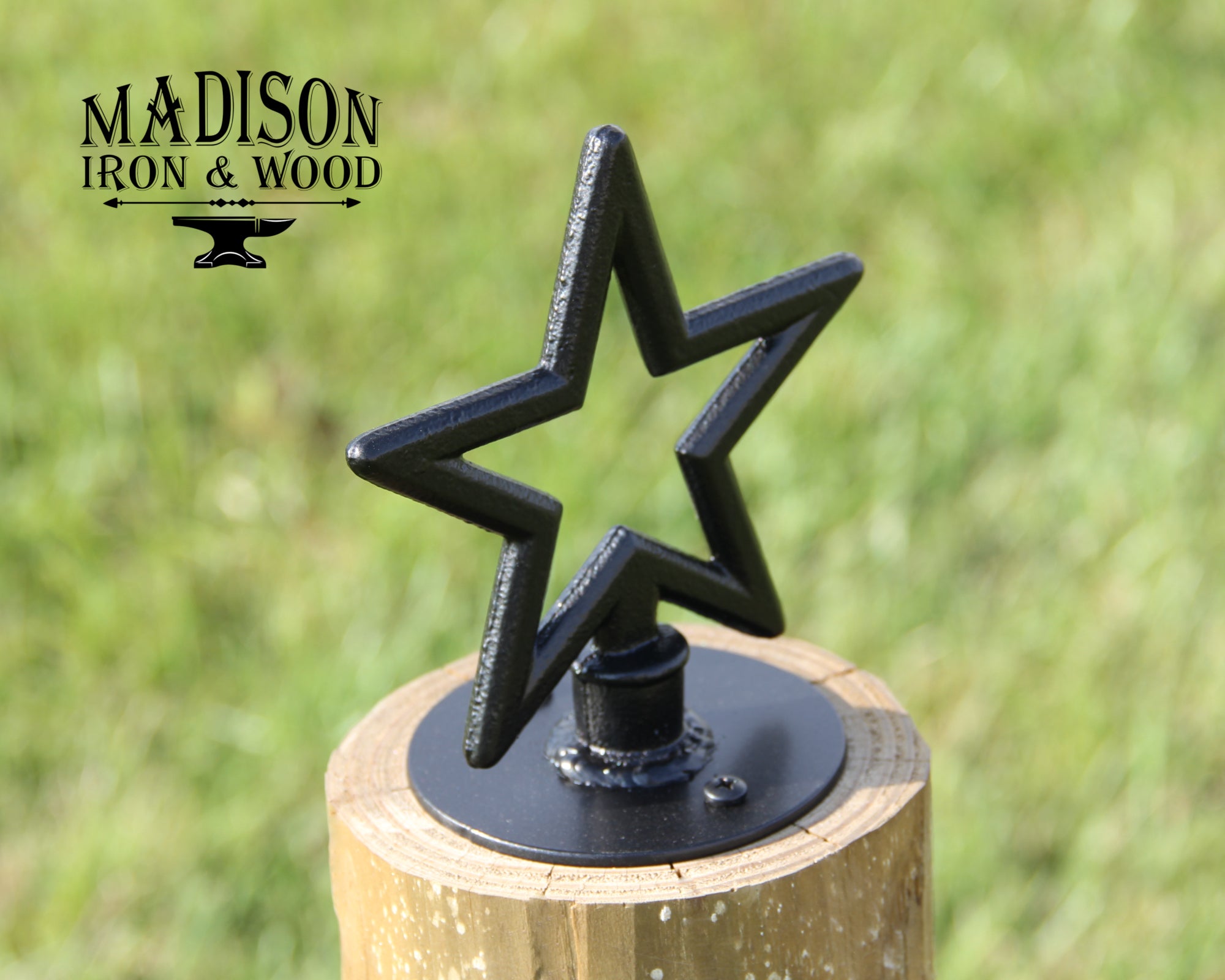 Star Post Top For Round Wood Fence Post, Wrought Iron fence post caps ...
