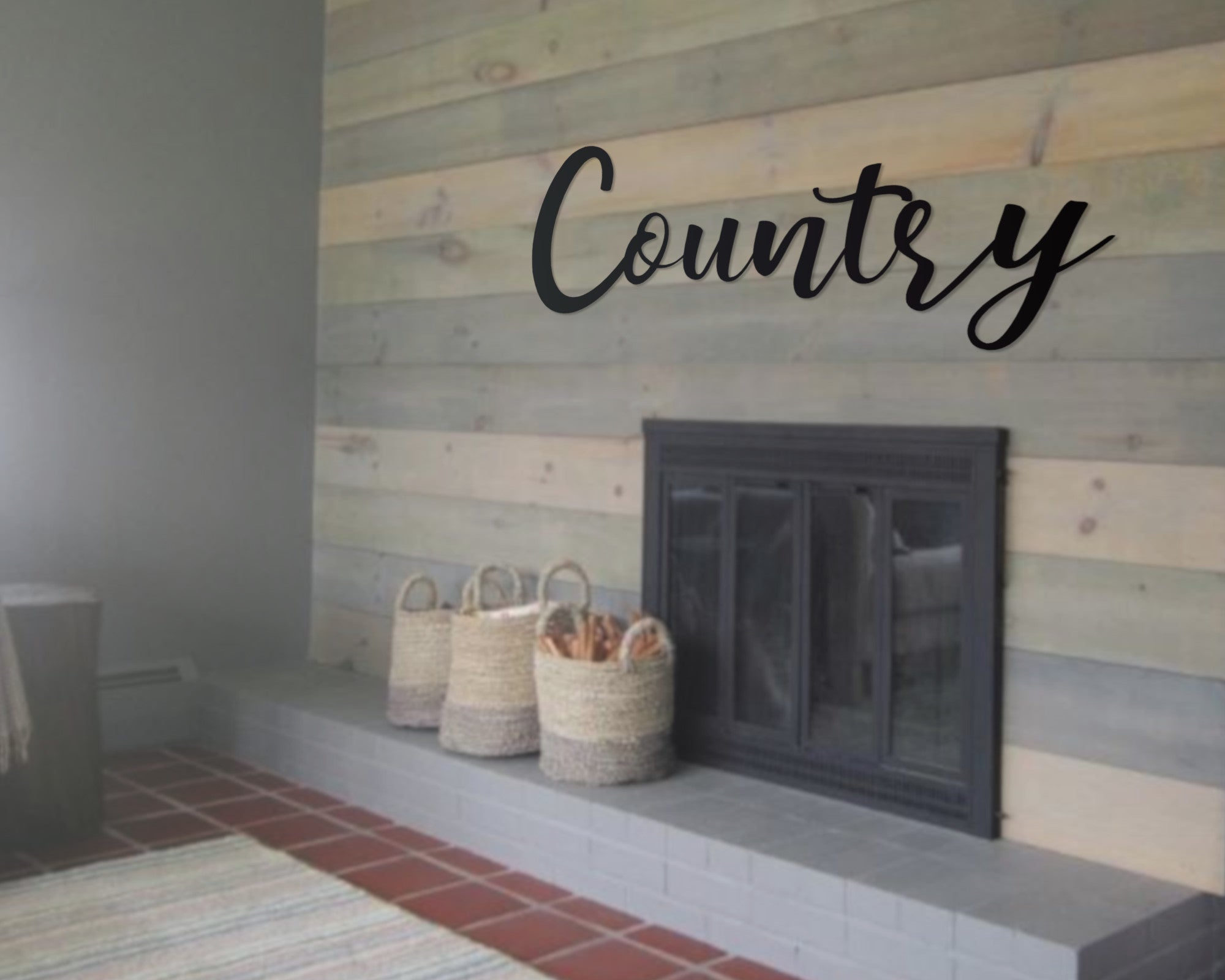 Country Metal Word Sign - Madison Iron and Wood