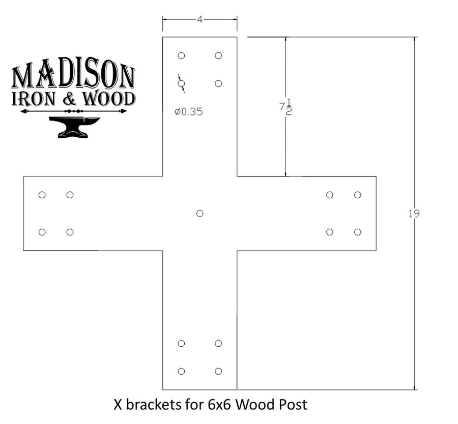 Post Brackets for 6x6 Dimensional Lumber, T, L, X, and Straight Brackets