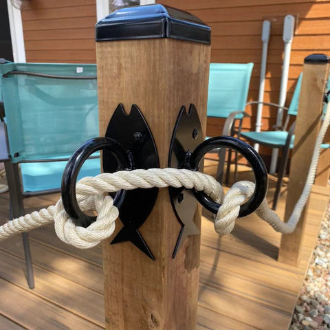 Fish Nautical Rope Fence Bracket, Rope Fence Holder Fish Design, Rings